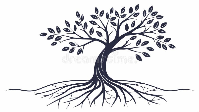 Tree with Roots Illustration, Nature and Growth Symbol Vector Design ...