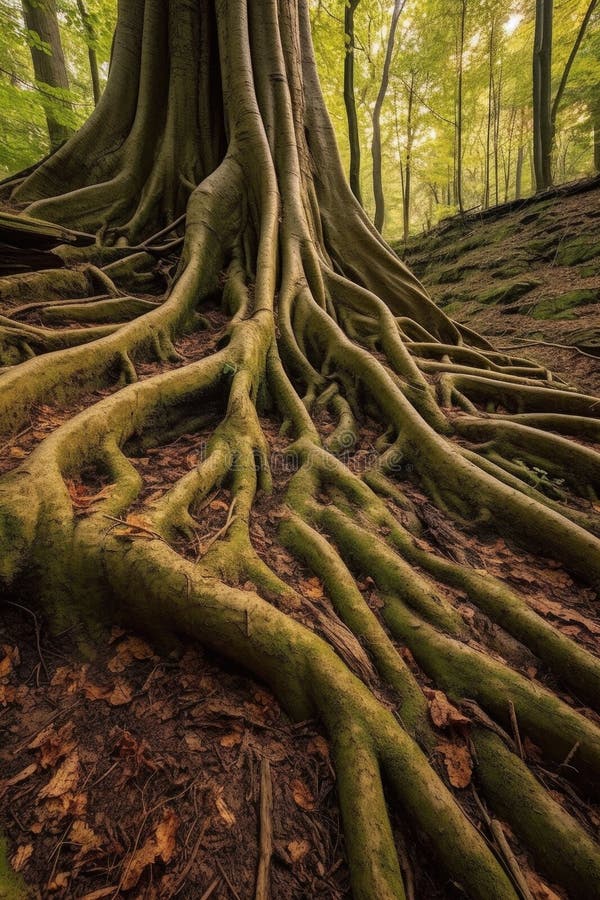 Tree Roots Intertwining on a Forest Floor Stock Illustration ...