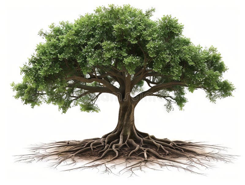 A Tree with Its Roots in the Ground and a Blue Sky Stock Photo - Image ...