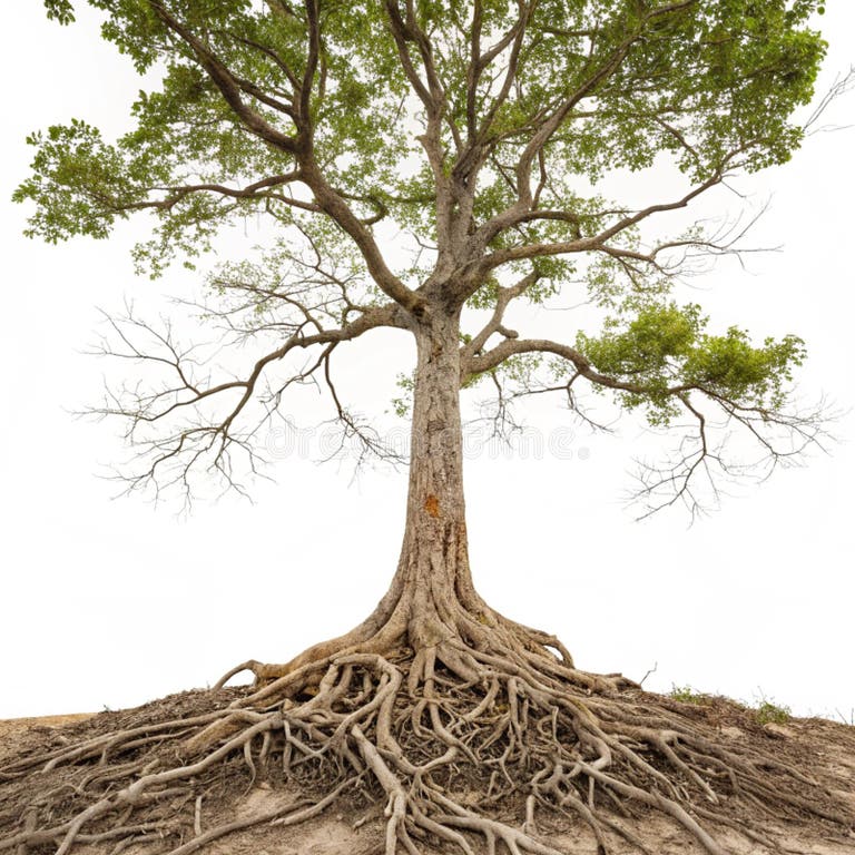Tree with Roots Isolated on White Background Stock Illustration ...