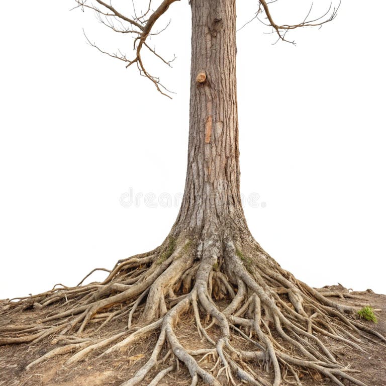 Tree with Roots Isolated on White Background Stock Illustration ...