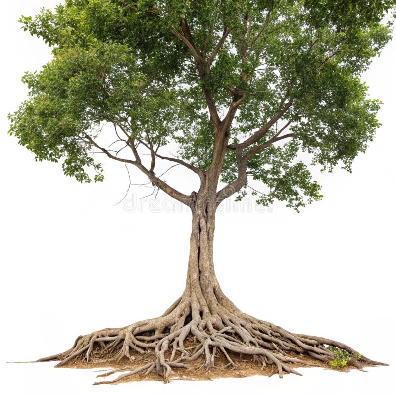 Tree with Roots Isolated on White Background Stock Illustration ...