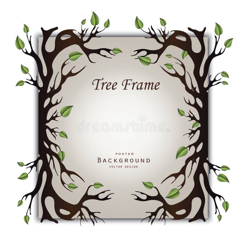 Tree with Roots and Leaves As Frame on Paper Background Stock Vector ...