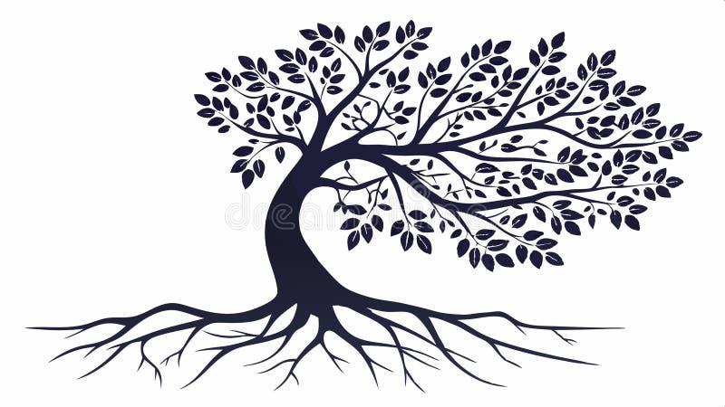 Tree Roots and Leaves Circle, Nature S Cycle Growth Symbol Vector ...