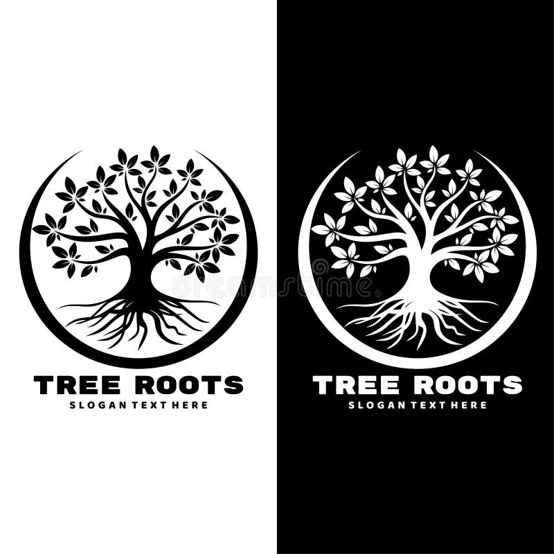 Tree Roots Logo Design Icon Stock Vector - Illustration of natural ...