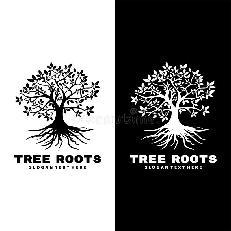 Tree Roots Logo Design Icon Stock Vector - Illustration of leaf, forest ...
