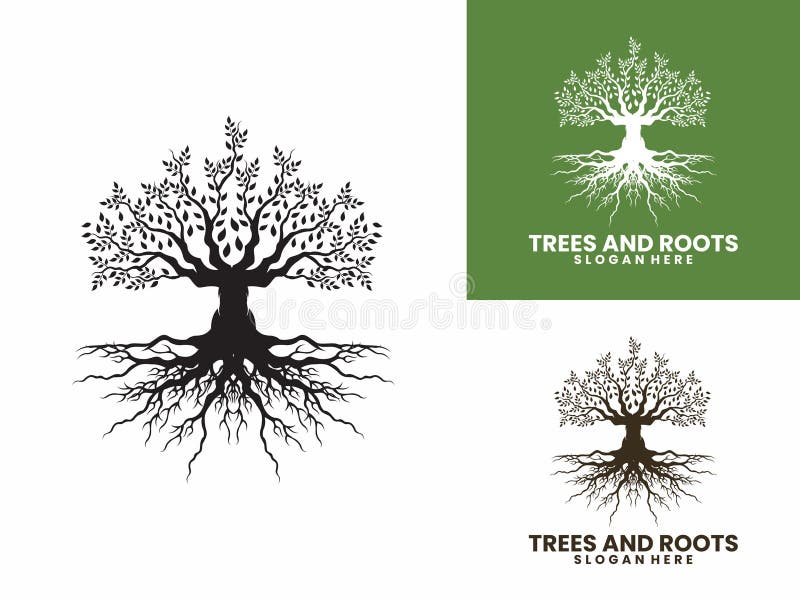 Tree and Roots Logo Illustration. Tree of Life Logo Design Inspiration ...
