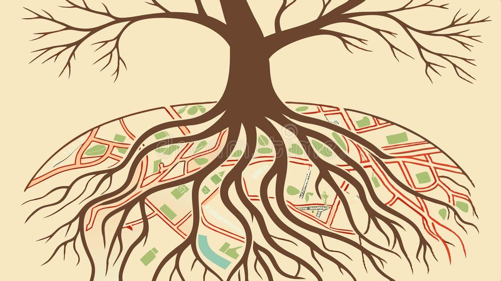 Tree Roots Network, Interconnected Nature System Vector Design ...