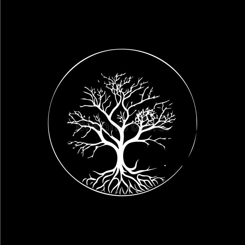 Tree Roots Silhouette Icon Knowledge Symbol Education Abstract Sign Lumberjack Logo Concept