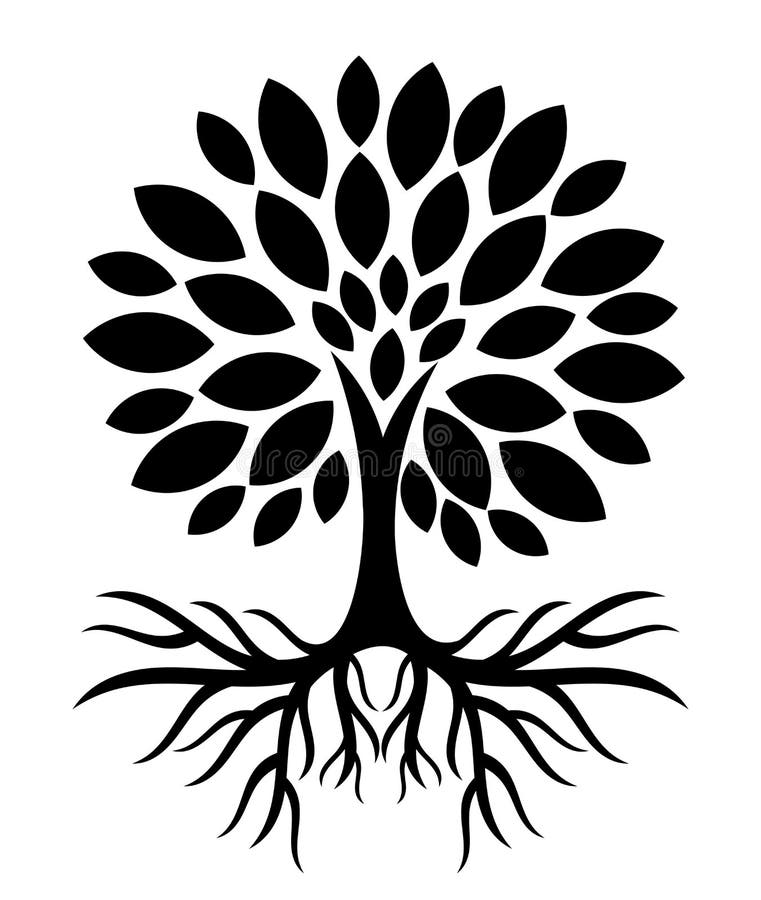 Tree roots silhouette stock vector. Illustration of nature - 18580002