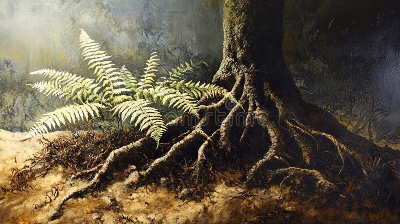 Tree Roots in Soft Earth with Fern.. Stock Photo - Image of environment ...