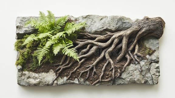 Tree Roots in Soft Earth with Fern.. Stock Photo - Image of tree ...