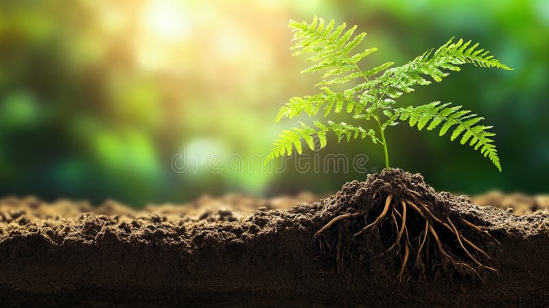 Tree Roots in Soft Earth with Fern.. Stock Image - Image of tropical ...