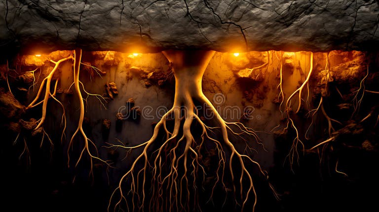 Tree Roots in Soil Close Up, Underground Texture, Generative AI ...