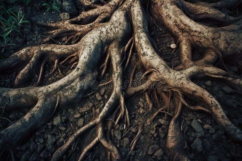 Tree Roots in Soil Close Up Underground Texture Illustration. Ai ...