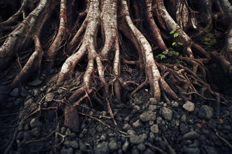 Tree Roots in Soil Close Up Underground Texture Illustration. Ai ...