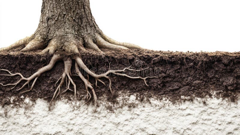 Tree Roots and Soil Cross-Section Stock Illustration - Illustration of ...