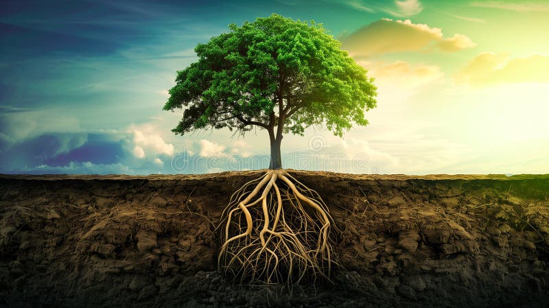 Tree with Roots in Soil for Saving Environment Ecology, Earth Day World ...