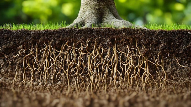 Tree Roots and Soil Cross-Section Stock Illustration - Illustration of ...