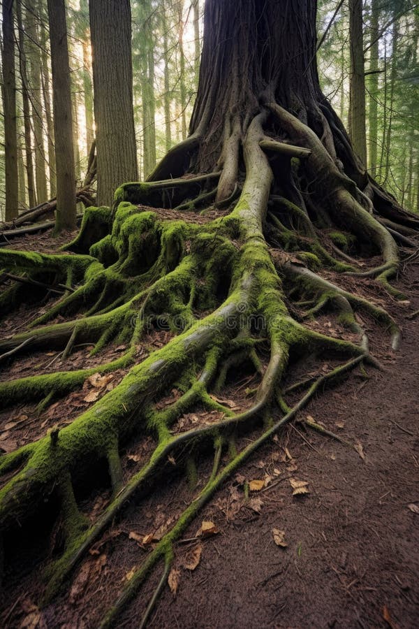 Tree Roots Spreading Out on Forest Floor Stock Illustration ...
