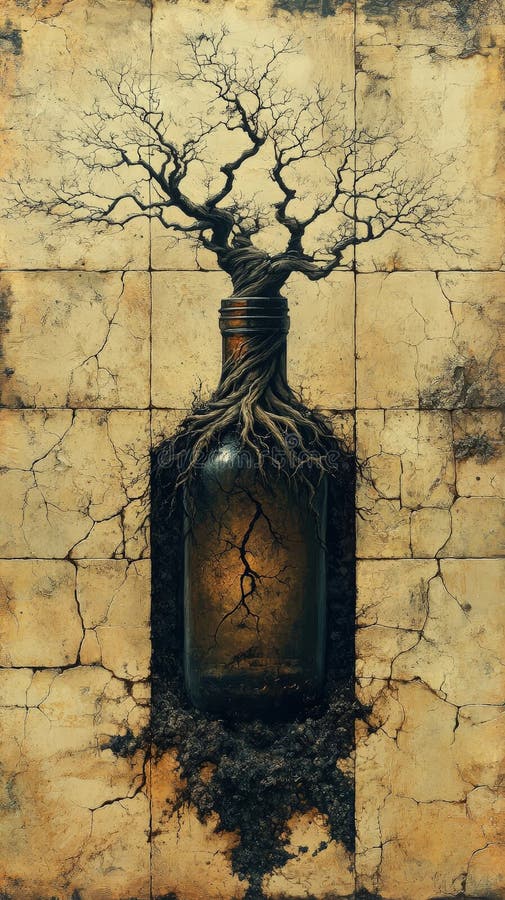 Tree Roots Sprouting from a Cracked Bottle Stock Photo - Image of earth ...