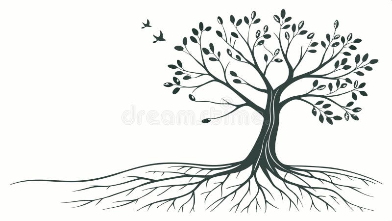 Tree with Roots and Text, Earth Planet Vector Design Generative AI ...