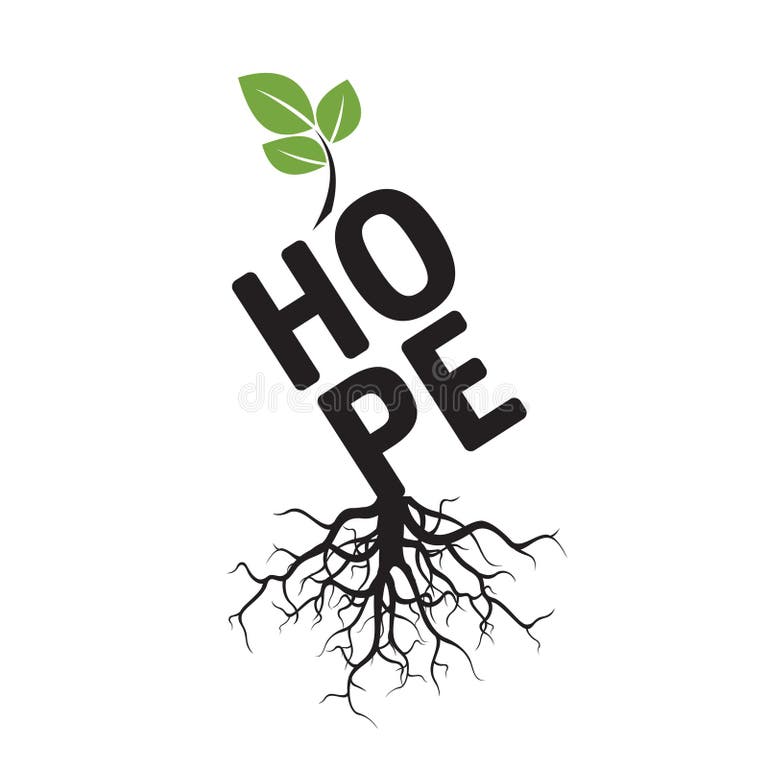 Tree, Roots and text HOPE stock illustration. Illustration of leaf ...