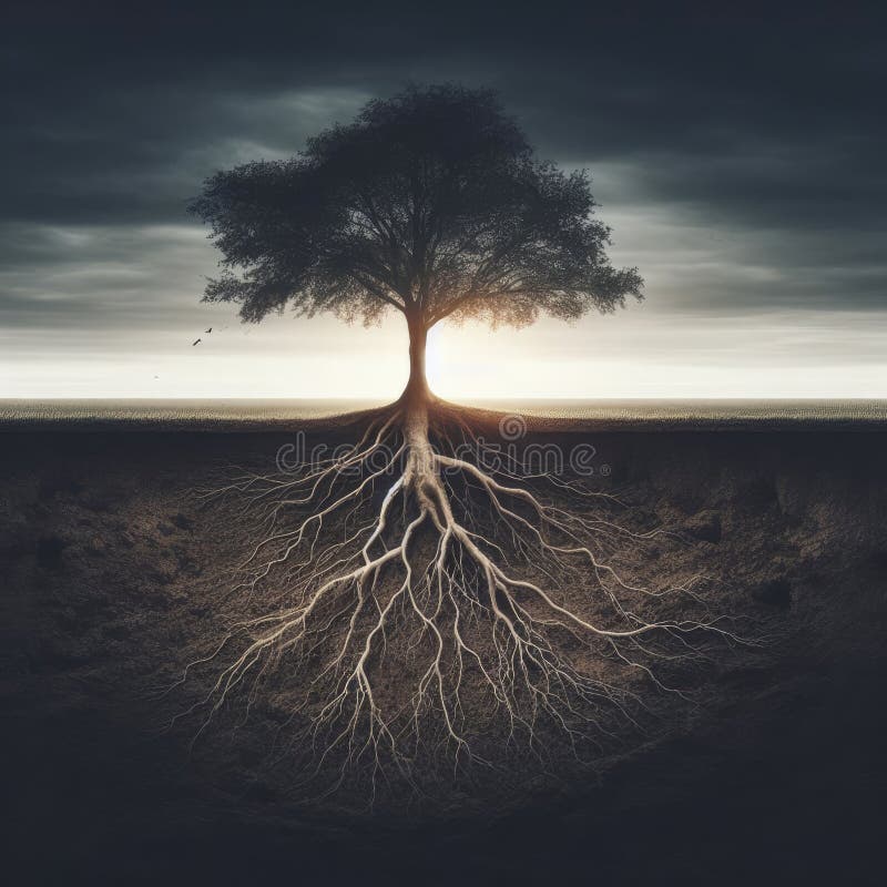 Tree Roots Underground. Ai Generative Stock Illustration - Illustration ...