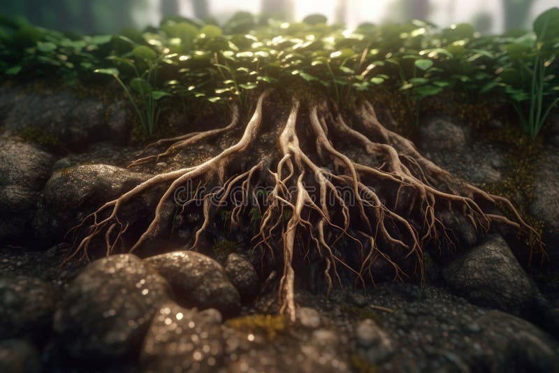 Tree Roots Underground. AI Generative Stock Illustration - Illustration ...