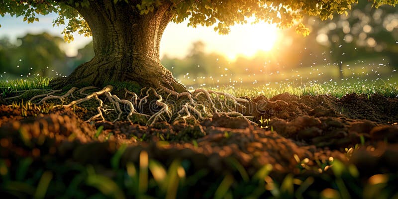 Tree roots underground stock illustration. Illustration of garden ...