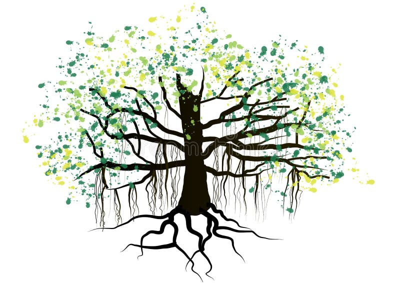 Tree with Roots Underground Watercolor Design,vector Stock Vector ...