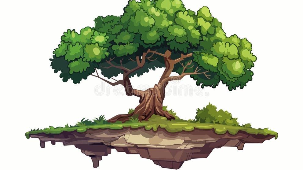 Rooted Tree Vector Icon on White Background for Graphic Design Projects ...