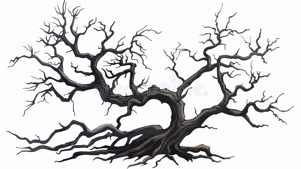 Rooted Tree Vector Icon on White Background for Graphic Design Projects ...