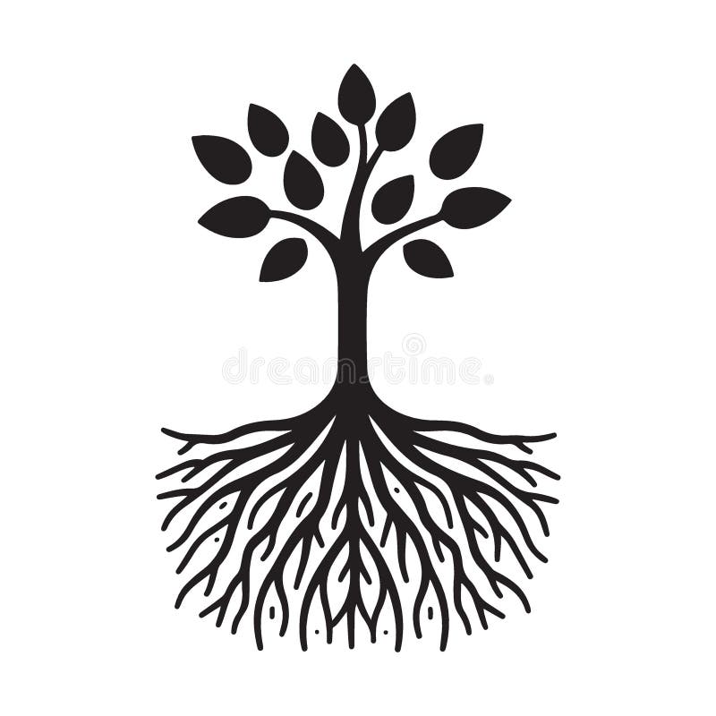Tree with Roots Vector Illustration for Nature and Environment Design ...