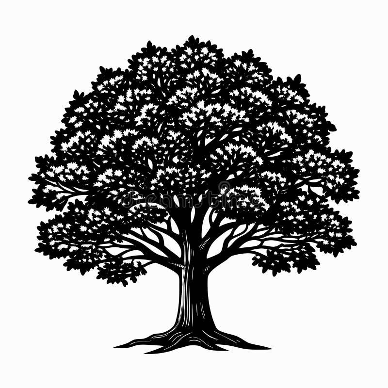 Tree and Roots Vector, Tree with Round Shape Stock Vector ...