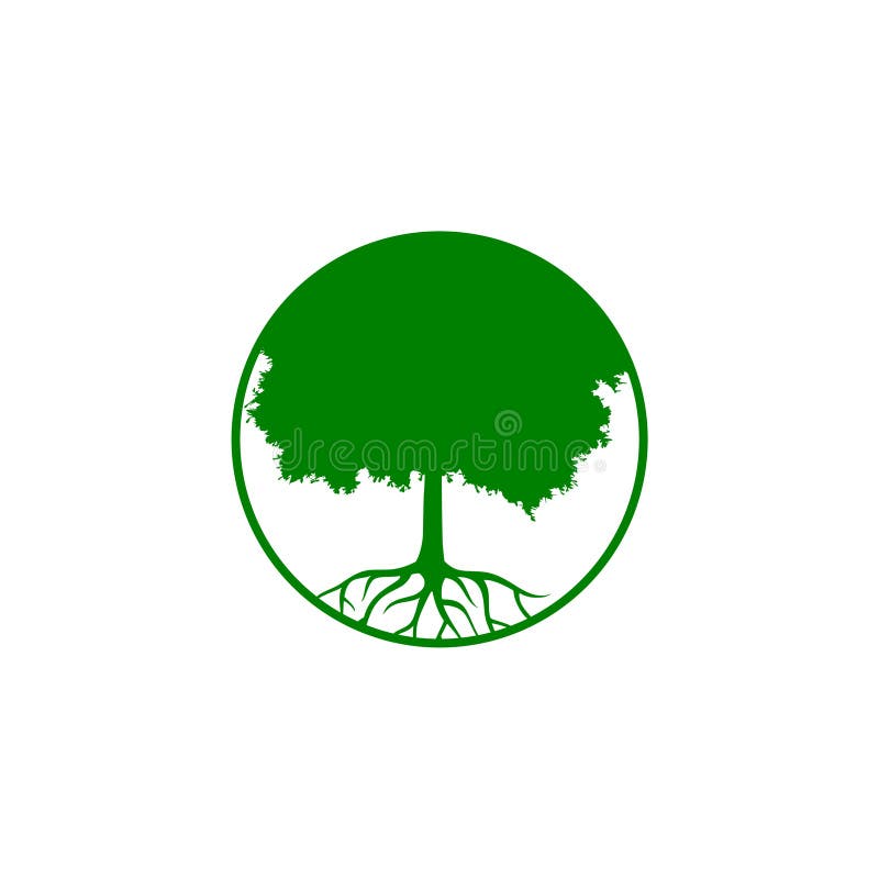 Tree with Roots Logo Isolated on White Background Stock Vector ...
