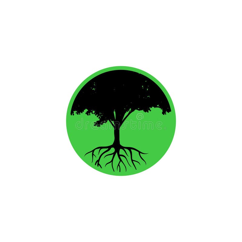 Tree Round Icon with Roots Isolated on White Background Stock Vector ...