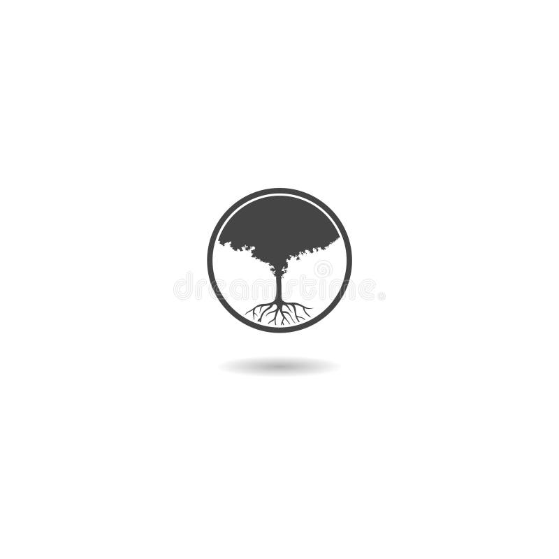 Tree Round Icon with Shadow Stock Vector - Illustration of religion ...