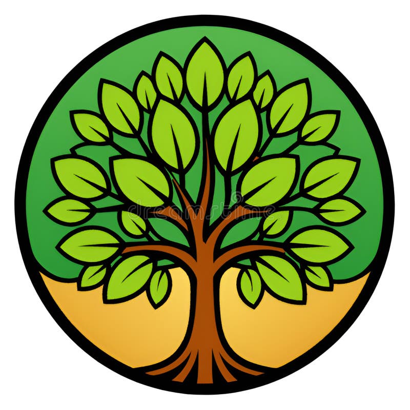 Tree and round symbol stock illustration. Illustration of growth ...