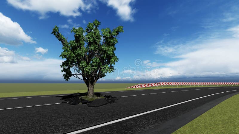 Tree rowing on the road stock illustration. Illustration of weather ...