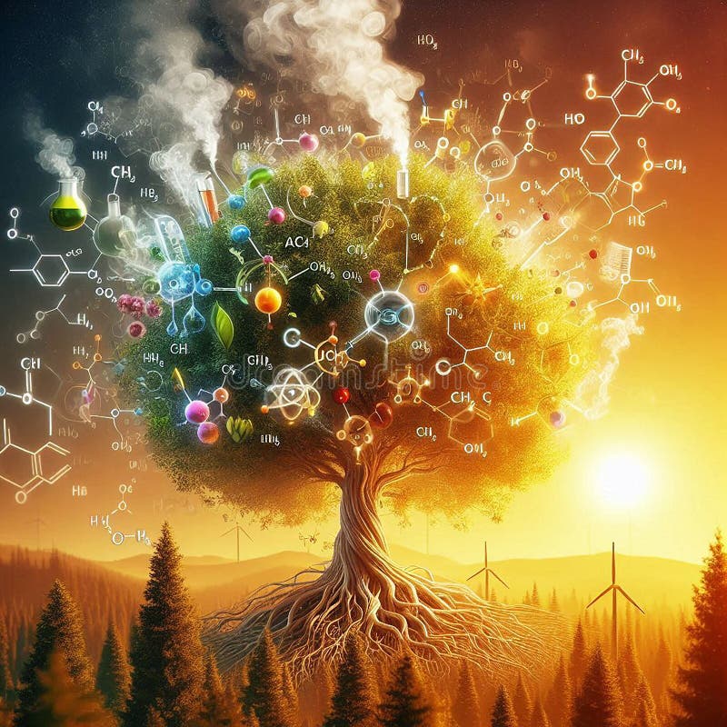 A Tree S Chemical Reaction of Carbon Dioxide Absorption Stock Vector ...