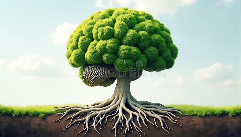 A Tree S Root System Shaped Like a Brain, Symbolizing the Deep ...