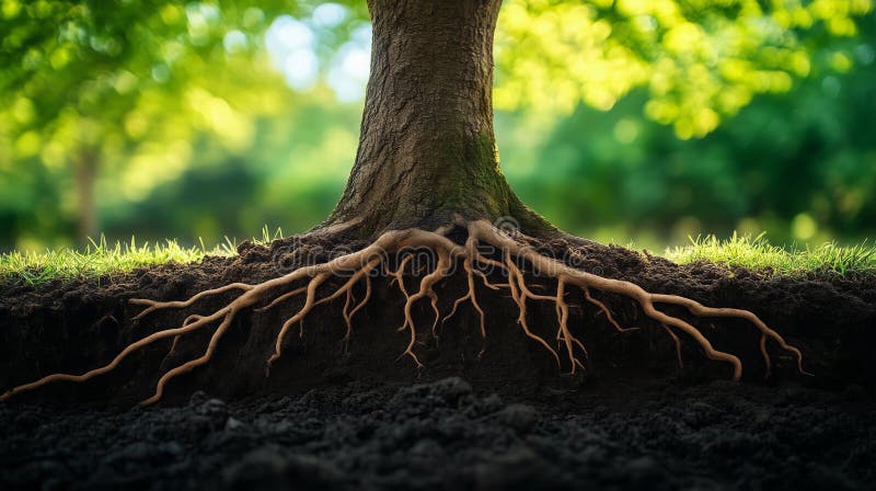 The Tree& X27;s Roots are Prominently Exposed, Showcasing Their ...