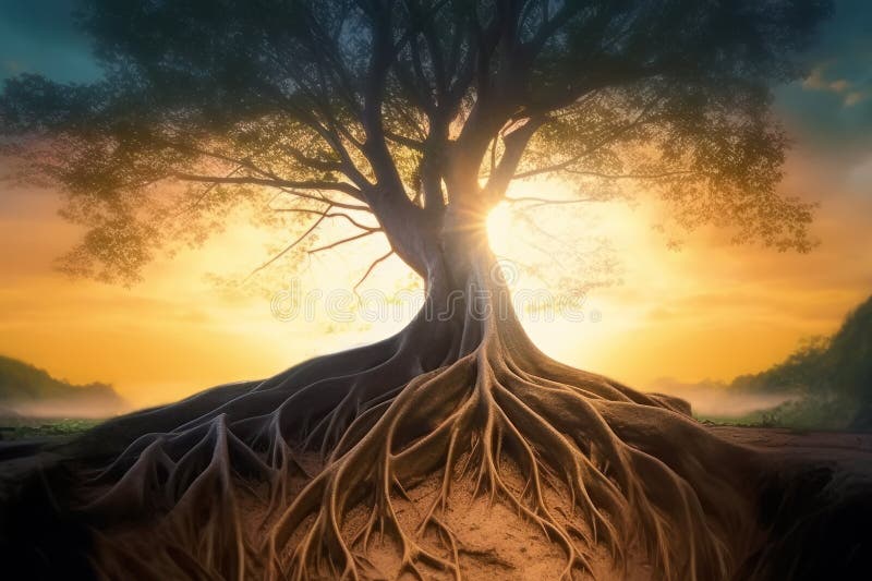 Tree S Roots Side View, Ecosystem Concept. Generative AI Illustration ...