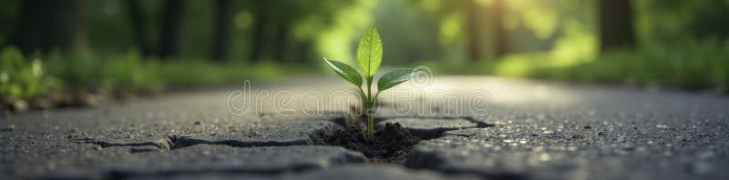 Tree Sapling Grows through Cracks in Pavement, Nature, Reforestation ...