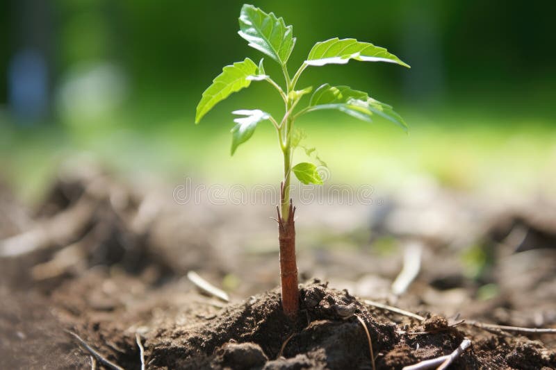 Tree Sapling Tied Tightly To a Stake Stock Illustration - Illustration ...