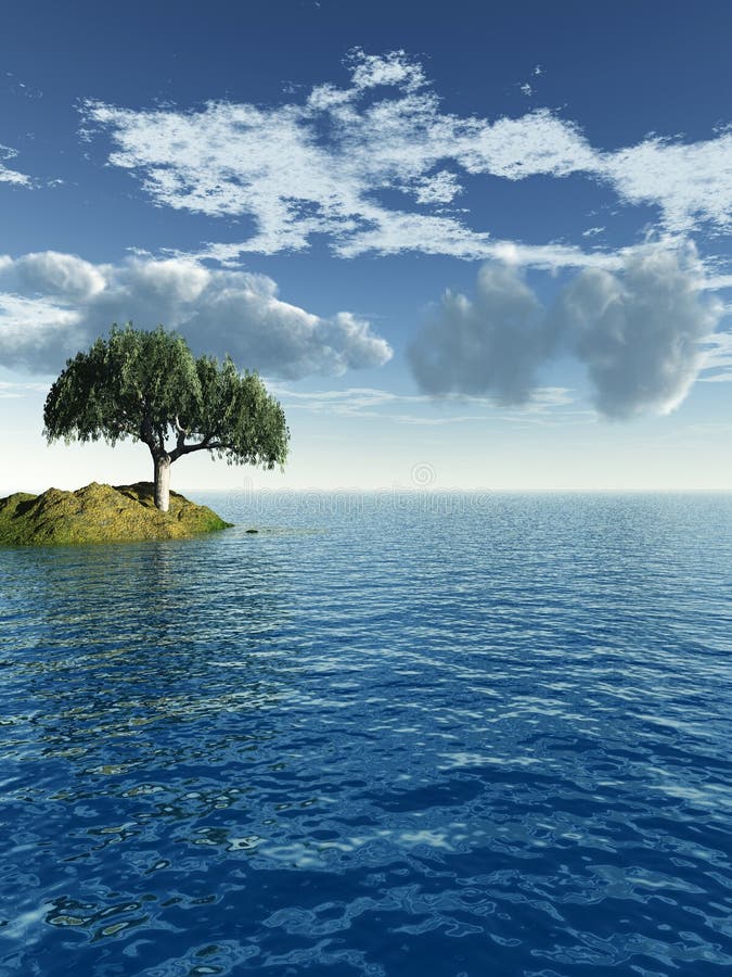 Tree_Sea stock illustration. Illustration of light, blue - 5386755