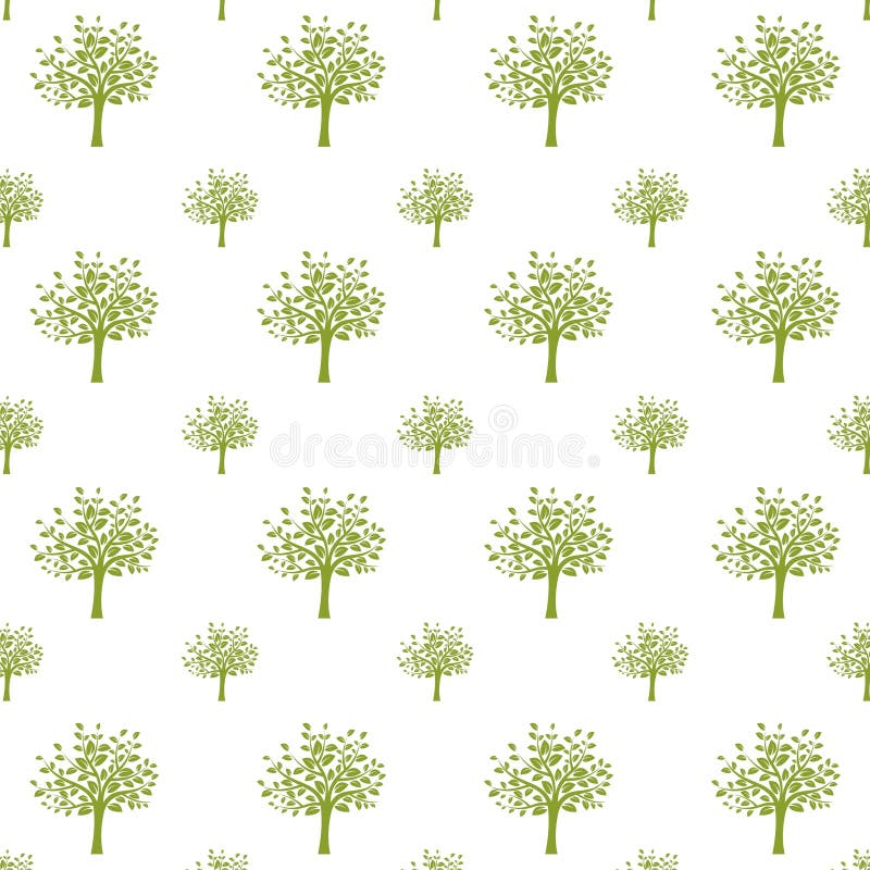 Tree Seamless Pattern Isolated on White Background Stock Vector ...
