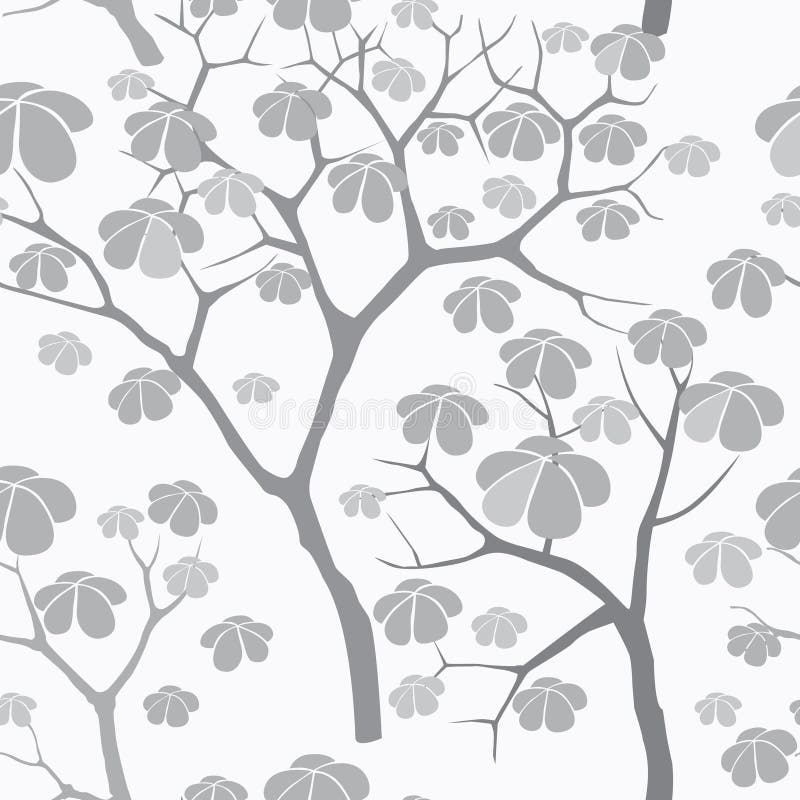 Tree Seamless Pattern. Japanese Garden Tiled Background Stock ...
