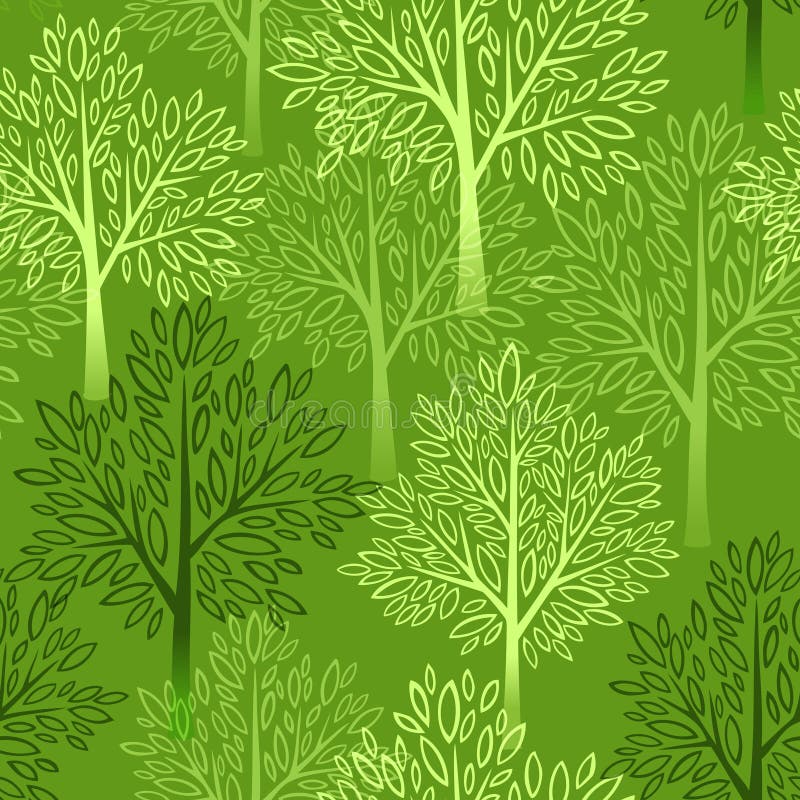 Tree Seamless Pattern. Vector Illustration Stock Vector - Illustration ...
